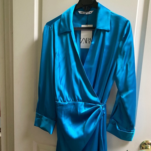 Zara | Dresses | Nwt Zara Blazer Dress Silky Ocean Blue | Poshmark